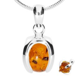 OSTSEE-SCHMUCK Damen Kette mit Anh&auml;nger "- Ute 10 mm - Silber 925/000 - Bernstein", 42, Silber 925 (Sterlingsilber), silber, Silber 925