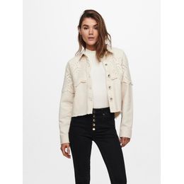 Only Damen Kurzjacke "ONLELENA CROCHET JACKET NC OTW", gelb, Gr. S, unifarben, Web;Twill;Spitze, Obermaterial: 100% Baumwolle, Jacken, mit