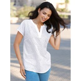 Classic Basics Damen Schlupfbluse, wei&szlig;, Gr. 44, unifarben, 100% Baumwolle, Blusen