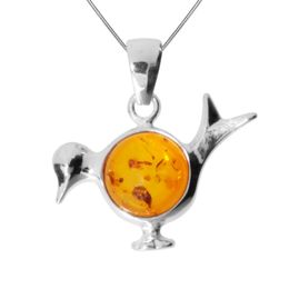 OSTSEE-SCHMUCK Damen Kette mit Anh&auml;nger "- Vogel - Silber 925/000 - Bernstein", 42, Silber 925 (Sterlingsilber), silber, Silber 925 (Sterlingsilber),