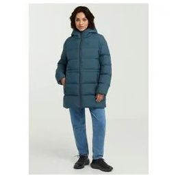 Daunenjacke Jack Wolfskin "FROZEN PALACE LONG JKT W RDS", Damen, Gr. XL (46), blau (aluminiumblau), Obermaterial: 100% Polyester. F&uuml;llung: 90% Entendaune, 10% sonstige Fasern. Futter: 100% Polyester, Jacken Daunenjacke