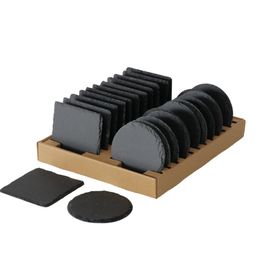 Boltze Untersetzer Stonka aus Schiefer, 2er 10 x 10 x 0,5 cm skandinavische Deko Online Shop
