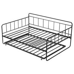 VEVOR Tagesbettrahmen in voller Gr&ouml;&szlig;e, Tagesbett mit Ausziehbett, Plattformbettrahmen Sofabett (181,44 kg Tragkraft) mit Metalllattenunterst&uuml;tzung f&uuml;r Wohnzimmer Schlafzimmer G&auml;stezimmer, schwarz