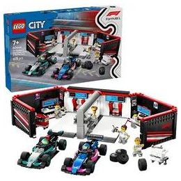 Lego City 60444 F1&reg; Garage mit Mercedes-AMG & Alpine Rennautos Bausatz, Mehrfarbig