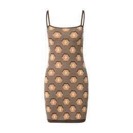 Glamorous Knitted dress female Brown size XS