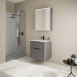 Burgbad Eqio Schrank mit Slim Keramik-Waschtisch, mit Spiegelschrank, SHCP062F6584C0001G0200,