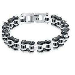 Gliederarmband Firetti "Schmuck Geschenk Biker", wei&szlig; (schwarz, edelstahlfarben, wei&szlig;), Armb&auml;nder, Herren, 21,5cm, Edelstahl, Gliederarmband