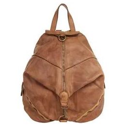 Cityrucksack Samantha Look, Damen, Gr. B/H/T: 35cm x 33cm x 7cm, onesize, braun (cognac), Leder, Rindsleder, beschichtet, Rucks&auml;cke Cityrucksack, echt Leder, Made in Italy