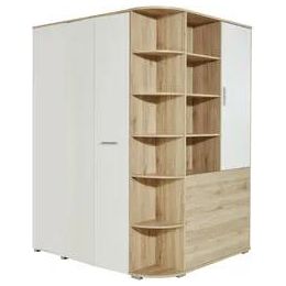 Eckkleiderschrank wimex "Joker", wei&szlig; (eichefarben san remo, wei&szlig;), B:124cm H:198cm T:148cm, Schr&auml;nke, Eckkleiderschrank, begehbarer Kleiderschrank, Garderobe, Eckl&ouml;sung