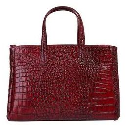 Henkeltasche CLUTY, Damen, Gr. B/H/T: 38cm x 26cm x 18cm onesize, rot, Leder, gl&auml;nzend, Taschen, echt Leder, Made in Italy
