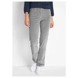 Cordhose bonprix "Stretch-Cordhose, Straight", Damen, Gr. 52, N-Gr, grau, Cord, Obermaterial: 98% Baumwolle, 2% Elasthan, unifarben, slim fit lang, Hosen Cordhose, aus Stretch-Material, Slim Fit, mit Eingrifftaschen
