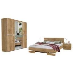 Komplettschlafzimmer wimex "Anna", braun (plankeneiche nachbildung, absetzung chrom), B/H: 180cm x 200cm, Holzwerkstoff, Schlafzimmerm&ouml;bel-Sets, Spar Set