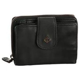 Geldb&ouml;rse Harbour 2nd "Harbour Second Wallet Is", Damen, grau (schwarz), Leder, Kleinlederwaren, Unisex Geldbeutel, Portemonnaie mit Anker-Schmuckelement