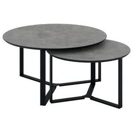 Couchtisch Hela "MASSA", betonoptik dunkel, schwarz, schwarz, betonoptik dunkel, B/H/T: 45cm, Betonoptik dunkel/Schwarz, Tische, Couchtisch, 2er Set, Gestell rechteckig, Melamin mit Schweizer Kante