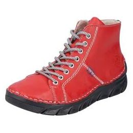 Schn&uuml;rboots Rieker, Damen, Gr. 40, rot, Lederimitat, Schuhe Schn&uuml;rboots, Schn&uuml;rstiefelette, High Top Sneaker, Schn&uuml;rschuh mit Kontrastnaht