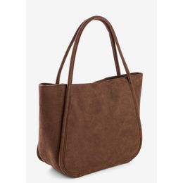 bonprix Shopper in Velourslederoptik, braun, Gr.30x36 cm, Modischer Shopper f&uuml;r den Alltag