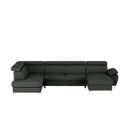 U.N.O uno Wohnlandschaft mit verstellbarem Kopfteil Apollo schwarz Ma&szlig;e (cm): B: 338 H: 96 T: 210.0 Sofas > Sofas nach Material > Ledersofas &raquo; Sofa DE