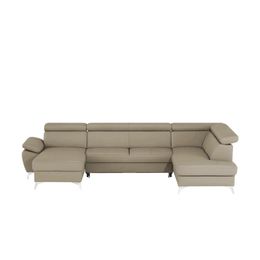 U.N.O uno Wohnlandschaft mit verstellbarem Kopfteil Apollo grau Ma&szlig;e (cm): B: 338 H: 96 T: 210.0 Sofas > Sofas nach Material > Ledersofas &raquo; Sofa DE