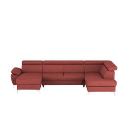 U.N.O uno Wohnlandschaft mit verstellbarem Kopfteil Apollo rot Ma&szlig;e (cm): B: 338 H: 96 T: 210.0 Sofas > Sofas nach Material > Ledersofas &raquo; Sofa DE