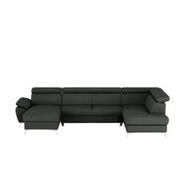 U.N.O uno Wohnlandschaft mit verstellbarem Kopfteil Apollo schwarz Ma&szlig;e (cm): B: 338 H: 96 T: 210.0 Sofas > Sofas nach Material > Ledersofas &raquo; Sofa DE