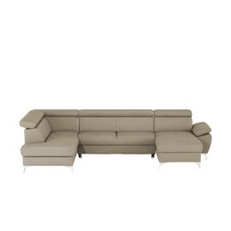 U.N.O uno Wohnlandschaft mit verstellbarem Kopfteil Apollo grau Ma&szlig;e (cm): B: 338 H: 96 T: 210.0 Sofas > Sofas nach Material > Ledersofas &raquo; Sofa DE