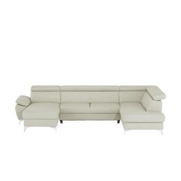 U.N.O uno Wohnlandschaft mit verstellbarem Kopfteil Apollo grau Ma&szlig;e (cm): B: 338 H: 96 T: 210.0 Sofas > Sofas nach Material > Ledersofas &raquo; Sofa DE