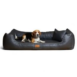 tierlando &reg; Orthop&auml;disches Hundebett Maddox Kunstleder Hundesofa Mittelgro&szlig; Gro&szlig;e Hunde Hundesofa XL XXL schwarz/ graphit 1,5 m, 25 cm, 1 m