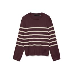 V&eacute;ro Moda Vero Moda Pullover 'VMSABA' Damen Gr&ouml;&szlig;e S beige / weinrot