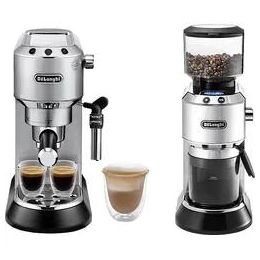 De'Longhi DELONGHI Dedica Style ECKG 6821.M - Barista Bundle aus Espresso Siebtr&auml;ger und Kaffeem&uuml;hle 18 Mahlgrade, Espressomaschine Silber