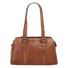 SPIKES & SPARROW Henkeltasche SPIKES & SPARROW, Damen, Gr. B/H/T: 31cm x 19cm x 10cm onesize, braun (cognac), Leder, beschichtet, gl&auml;nzend, Taschen, echt Leder