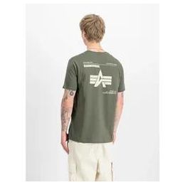 Rundhalsshirt Alpha Industries "Label T BP", Herren, Gr. L, gr&uuml;n (schwarz olive), Single Jersey, Obermaterial: 100% Baumwolle, bedruckt, regular fit normal, Rundhals, Shirts Rundhalsshirt