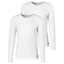 H.I.S. Langarmshirt H.I.S, Herren, Gr. XXL, wei&szlig;, Jersey, Obermaterial: 95% Baumwolle, 5% Elasthan, unifarben, Basic, Basic normal, Rundhals, abgesteppte Kante, Shirts Langarmshirt, Doppelpack Unterziehshirt aus Baumwoll-Mix