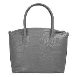 Henkeltasche CLUTY, Damen, Gr. B/H/T: 32cm x 27cm x 5cm onesize, grau, Leder, Taschen, echt Leder, Made in Italy