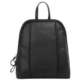 Cityrucksack Bodenschatz, Damen, Gr. B/H/T: 27cm x 24cm x 10cm, onesize, schwarz, Leder, Rindsleder, Strukturmuster, Rucks&auml;cke Cityrucksack, echt Leder