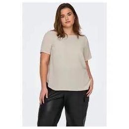 Shirtbluse ONLY carmakoma "CARVICA SS TOP WVN NOOS", Damen, Gr. 52, gelb (moonbeam), Web, Obermaterial: 97% Polyester, 3% Elasthan, unifarben, regular fit normal, Rundhals, Blusen, Materialmix, regular fit