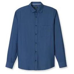 Flanellhemd OLYMP, Herren, Gr. L, N-Gr, marine, Flanell, Obermaterial: 100% Baumwolle, 1-Knopf-Manschette, Hemden, casual, modern fit, Kentkragen, unifarben