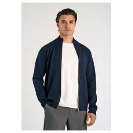 Cardigan LINDBERGH, Herren, Gr. XL, navy, Strick, Obermaterial: 52% Viskose, 26% Polyester, 22% Polyamid, unifarben, relaxed fit h&uuml;ftbedeckend, Rundhals, Rippb&uuml;ndchen, Strickjacken, mit Viskose und Rei&szlig;verschluss