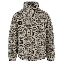 Allwetterjacke Karl Kani "Karl Kani Damen KM233-024-1 KK Og Paisley Teddy Puffer Jacket", Herren, Gr. S, sanftes wei&szlig;, schwarz, 100% Polyester, Paisley, normal, hoch geschlossener Ausschnitt, Jacken