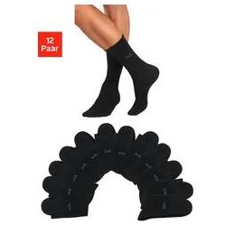H.I.S. Socken H.I.S, Herren, Gr. 43-46, schwarz (12x schwarz), Baumwollmischung, unifarben, elastisch, Socken Socken, ohne einschneidendes Gummi