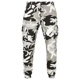 Cargohose Urban Classics "Urban Classics Herren Camo Cargo Jogging Pants 2.0", Herren, Gr. 28, Normalgr&ouml;&szlig;en, snow camo, 98% Baumwolle, 2% Elasthan, loose fit, Hosen Cargohose