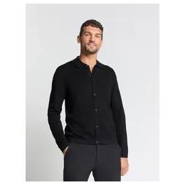 Carmenpullover NO EXCESS "NO EXCESS Cardigan mit Knopfleiste Pullover Full Button Polo", Herren, Gr. XXL, schwarz, 50% Baumwolle, 50% Modal, Pullover Carmenpullover