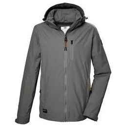 Softshelljacke "GS 82 MN SFTSHLL JCKT", Herren, Gr. M, grau (stahlgrau), Oberseite: 100% Polyester;R&uuml;ckseite: 100% Polyester;Futter: 100% Polyester, G.I.G.A. DX BY KILLTEC, Jacken Softshelljacke, Wasserabweisende, winddichte Herrenjacke mit abnehmbarer Kapuze