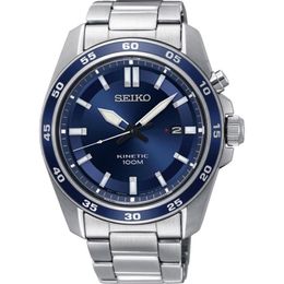 Seiko Herren Kineticuhr Armbanduhr, Herrenuhr, Datum, Edelstahlarmband silber