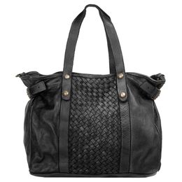 Samantha Look Damen Shopper echt Leder, Made in Italy schwarz