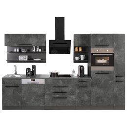 KOCHSTATION &raquo;KS-Tulsa&laquo; ohne E-Ger&auml;te, Breite 320 cm, schwarze Metallgriffe, MDF Fronten bunt