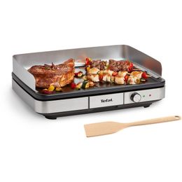 Tefal Tischgrill &raquo;CB690D Maxi Plancha XXL&laquo; 2300 W antihaftbeschichtet, inkl. abnehmbarem Windschutz + Holzspatel silber Einstellbarer Thermostat mit 5 