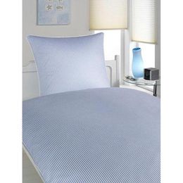 Elegante Bettw&auml;sche &raquo;Hamburger Streifen&laquo; 2 Stk. angenehmes Hautgef&uuml;hl blau Mako-Satin, Obermaterial: 100% Baumwolle