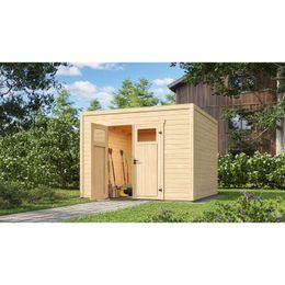 Weka Gartenhaus &raquo;Batu/Nika 3&laquo; 28 mm starke Blockbohlen beige Massivholz