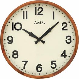 AMS AMS Wanduhr &raquo;W9535&laquo; Quarzuhr,Holz,Esche,Wohnzimmer,Esszimmer,K&uuml;che,Arbeitszimmer,B&uuml;ro,Flur braun