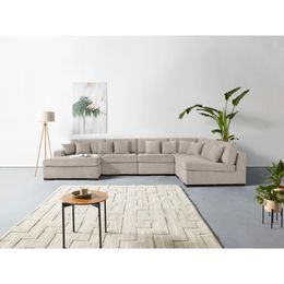 Home Affaire Wohnlandschaft &raquo;Skara U-Form&laquo; Lounge-Sofa mit Federkernpolsterung, in vielen Bezugsvarianten beige 100% Polyester